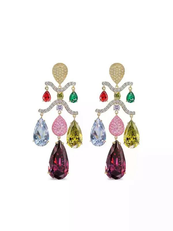 ANABELA CHAN 18kt Vermeil Multi-stone And Diamond Chandelier Earrings - Gold