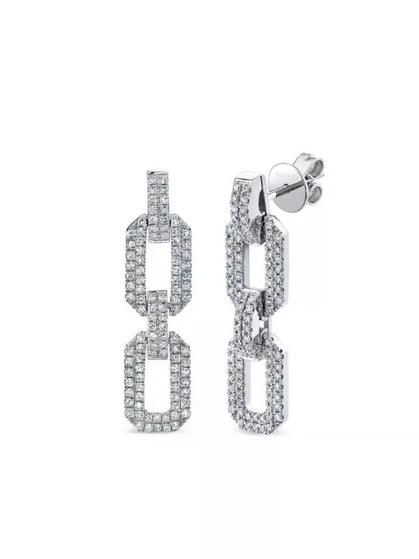 Shay 18ct White Gold Diamond Link Drop Earrings
