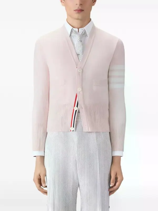 Thom Browne Four-bar V-neck Cardigan - Pink