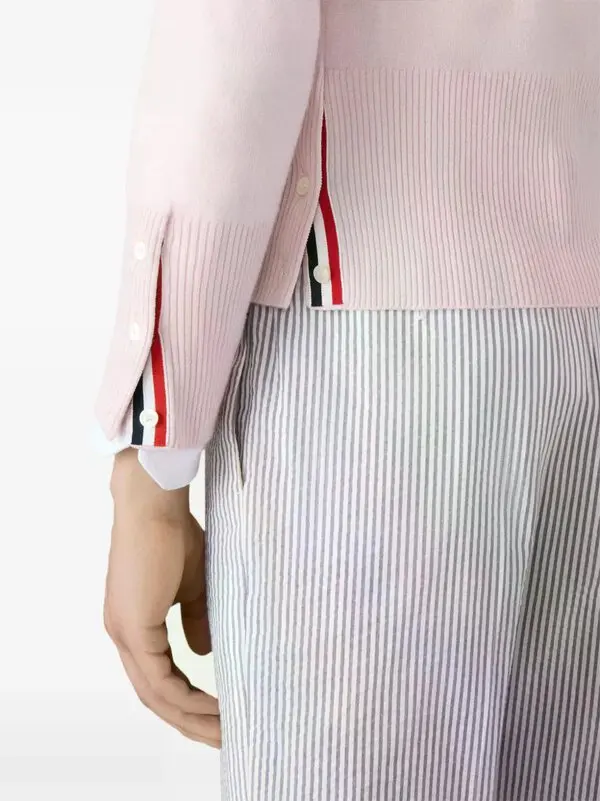 Thom Browne Four-bar V-neck Cardigan - Pink