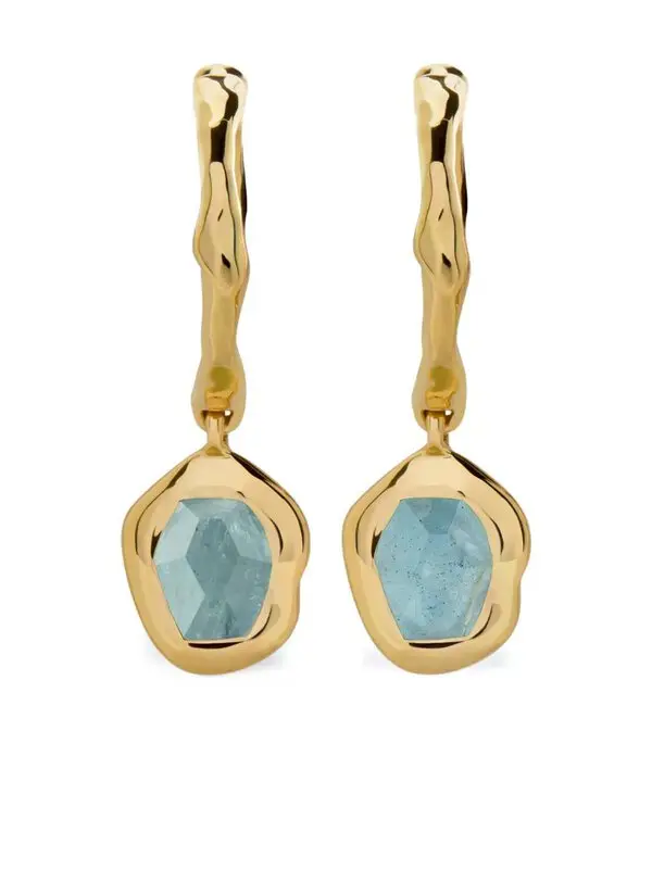 Monica Vinader Odyssey Aquamarine Huggie Earrings - Gold