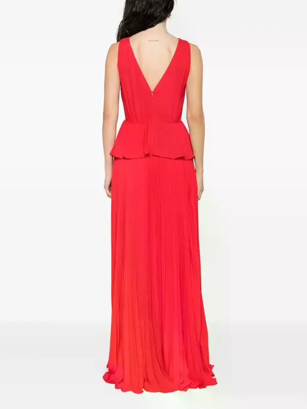 NISSA Pleated Rose-appliqué Maxi Dress