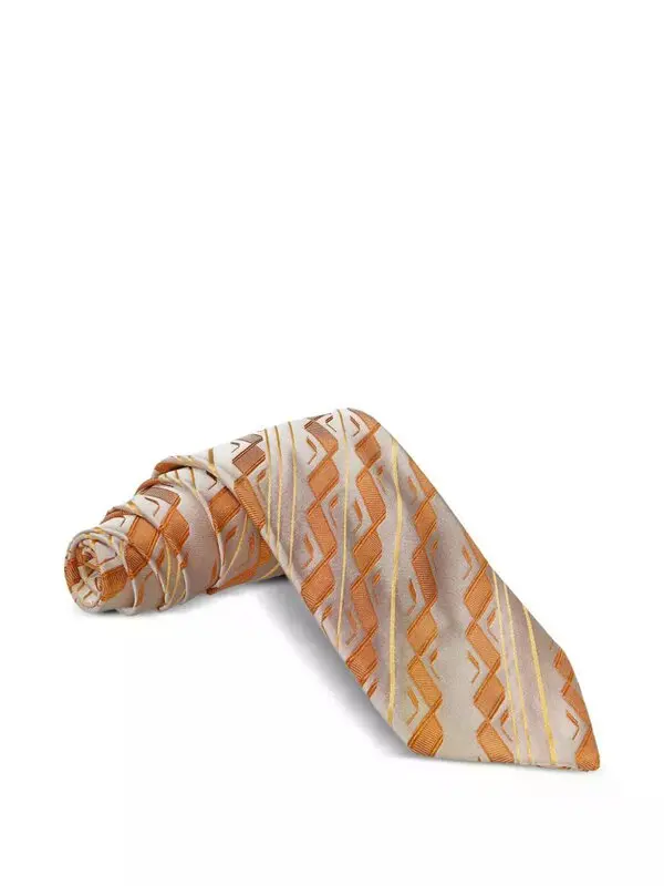 ZILLI Chevron Stripe Silk Tie - Orange