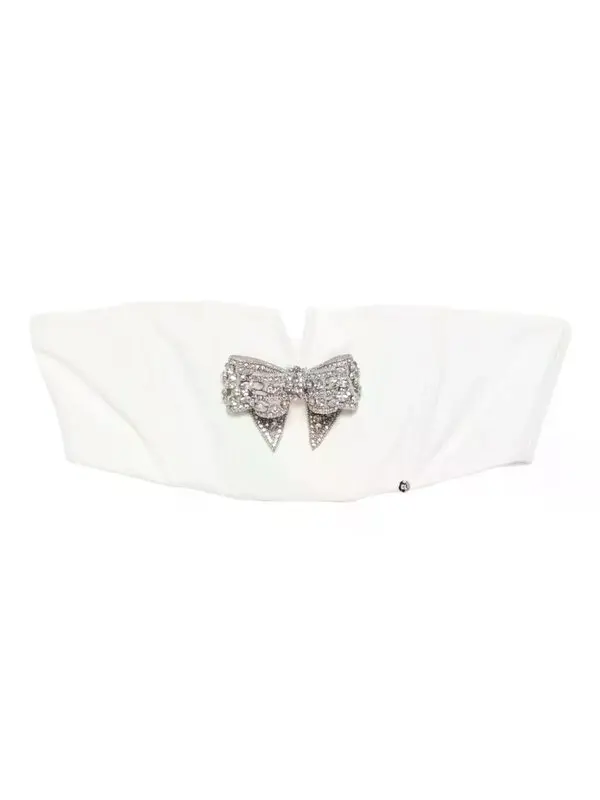 NISSA Bow-embellished Top - White