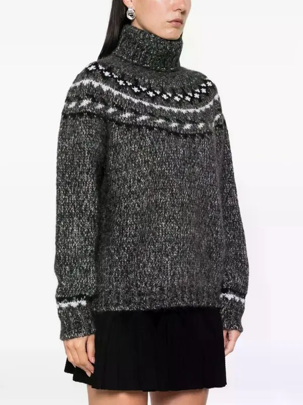 P.a.r.o.s.h Laila High-neck Patterned Sweater - Grey