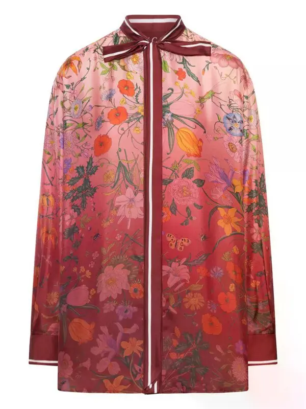 Gucci Floral-print Silk Shirt - Red