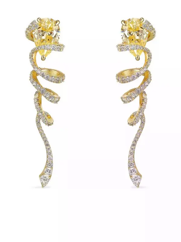 ANABELA CHAN 18kt Gold Vermeil Diamond Drop Earrings - White