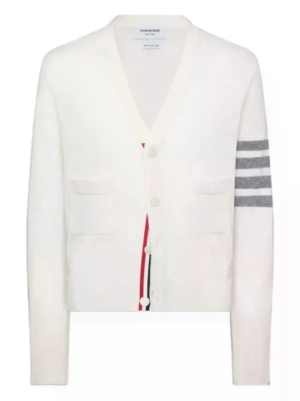 Thom Browne Four-bar V-neck Cardigan - 100 White
