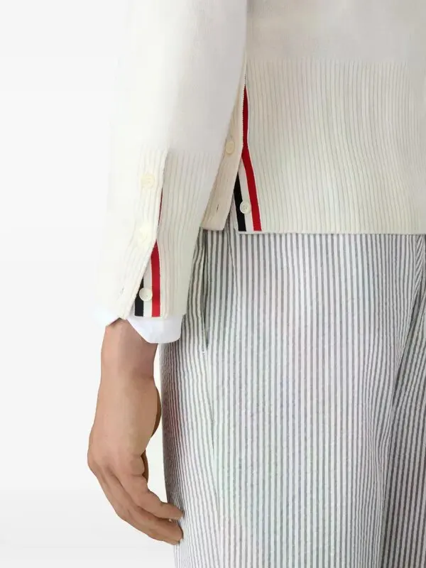 Thom Browne Classic Cashmere V-neck Cardigan With 4-bar Detail - Neutrals