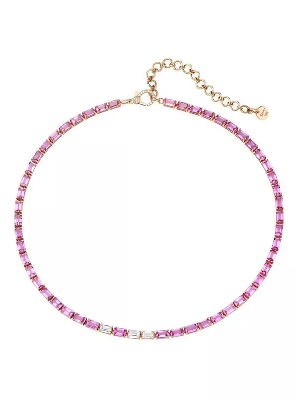 Shay 18k Rose Pink Sapphire And Diamond Tennis Necklace - Gold