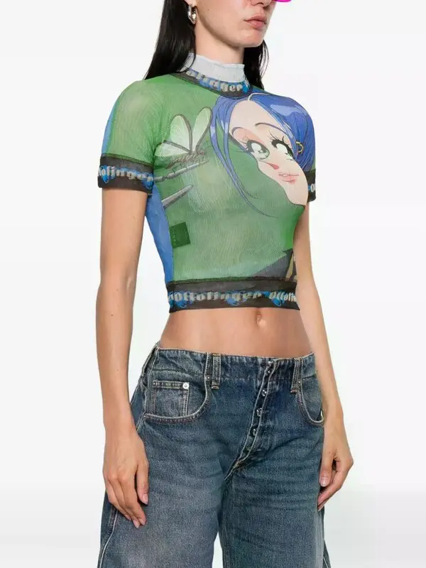 Ottolinger Anime-print Mesh Top