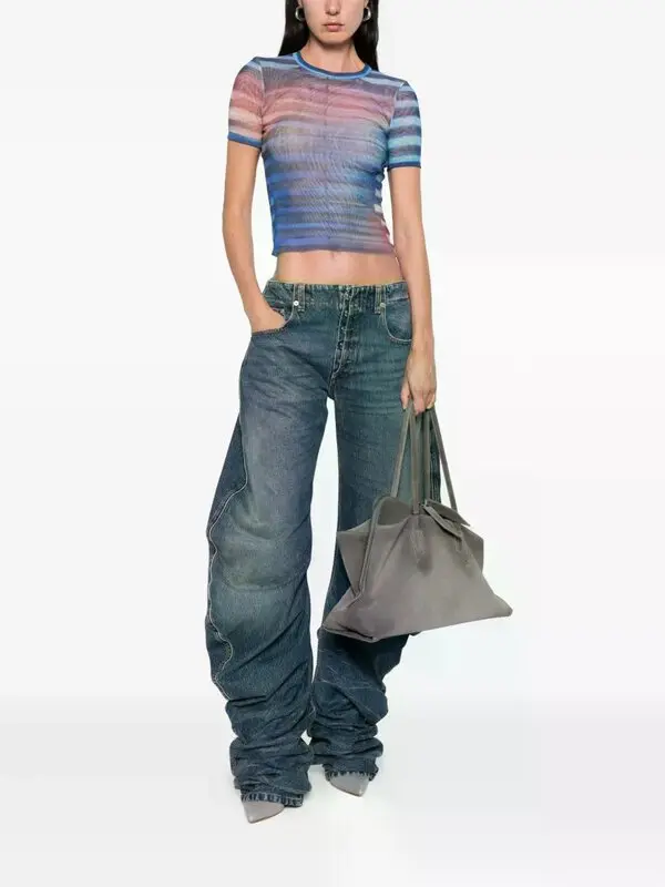 JEAN PAUL GAULTIER Striped Mesh Top - Blue