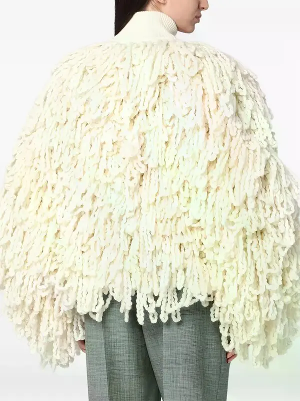Stella McCartney Fringe-detail Zip-up Jacket - Neutrals
