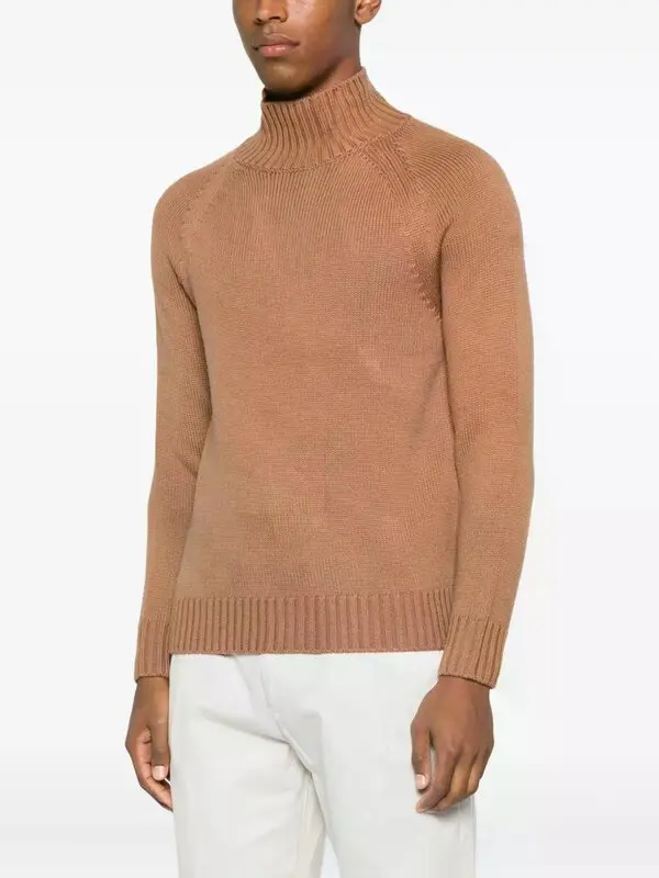 Eleventy High-neck Raglan-sleeve Sweater - Brown