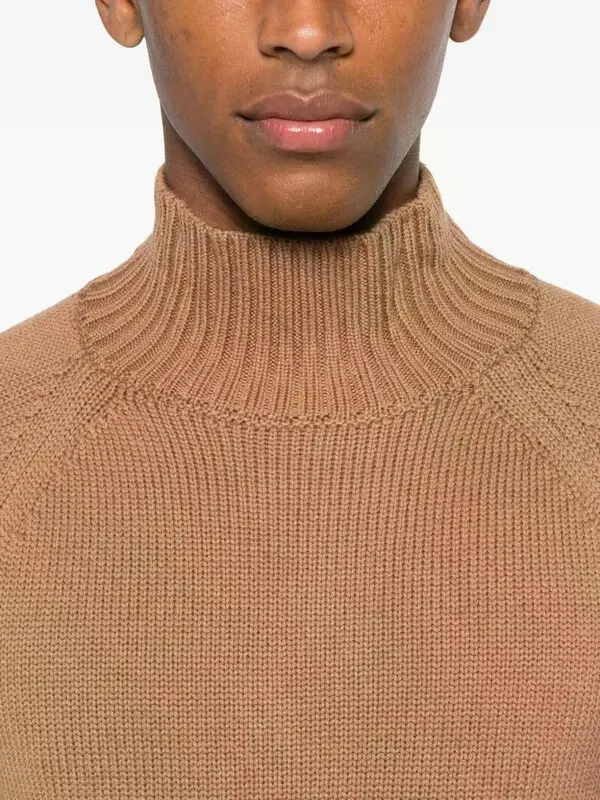 Eleventy High-neck Raglan-sleeve Sweater - Brown