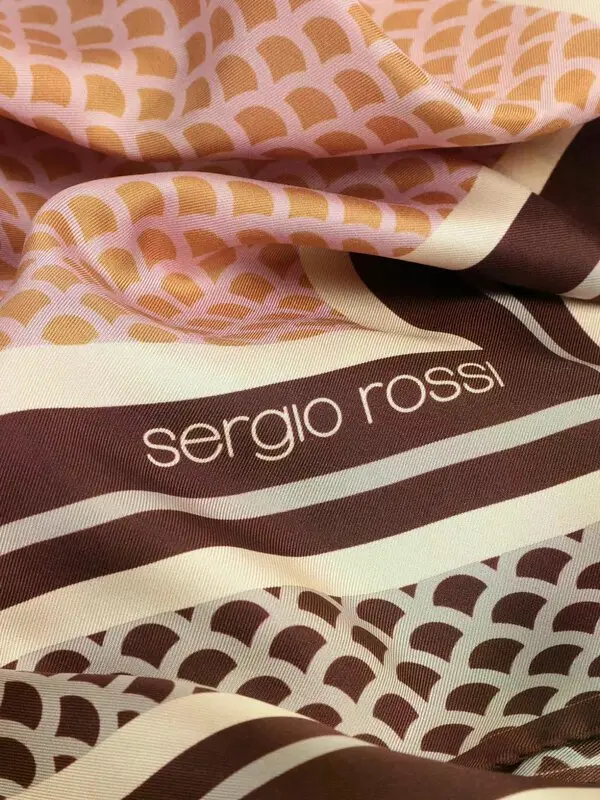 SERGIO ROSSI Scale-pattern Silk Scarf - Brown