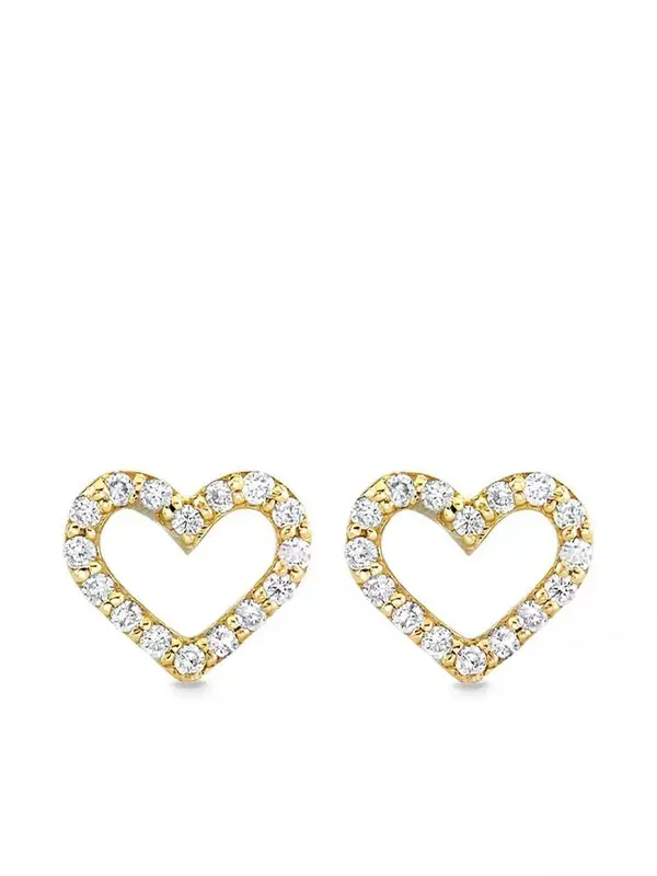 SYDNEY EVAN 14k Yellow Open Heart Diamond Stud Earrings - Gold