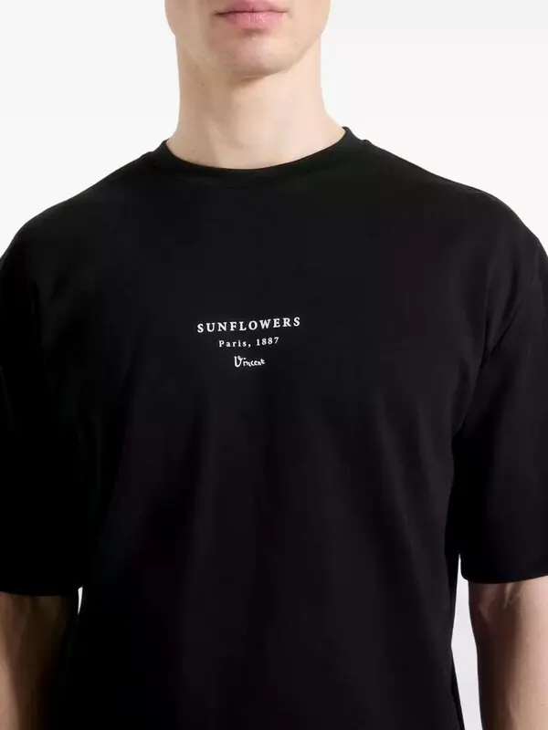 Manière De Voir Sunflowers Van Gogh Cotton T-shirt - Black