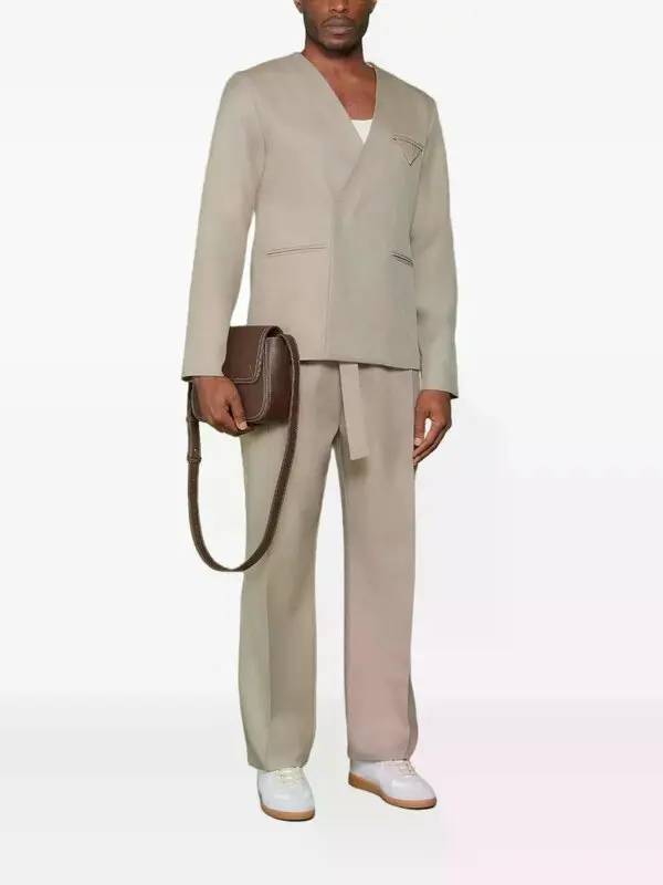 Manière De Voir Collarless Double-breasted Minimal Blazer - Neutrals