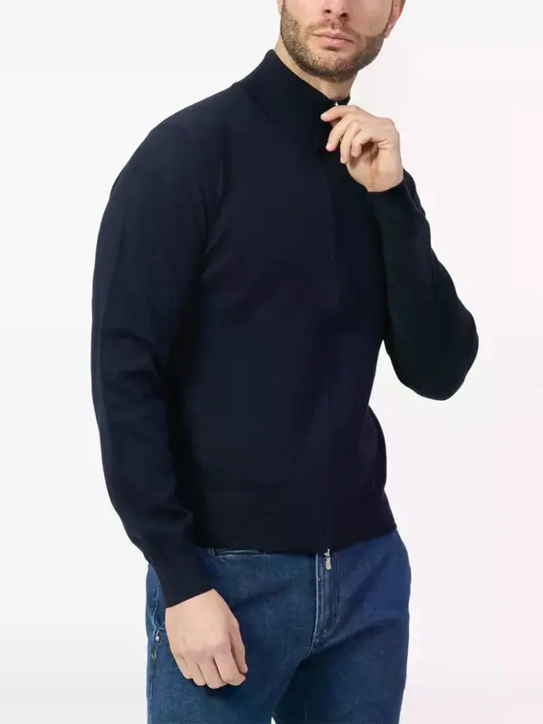 GRAN SASSO High-neck Zip-up Cardigan - Blue