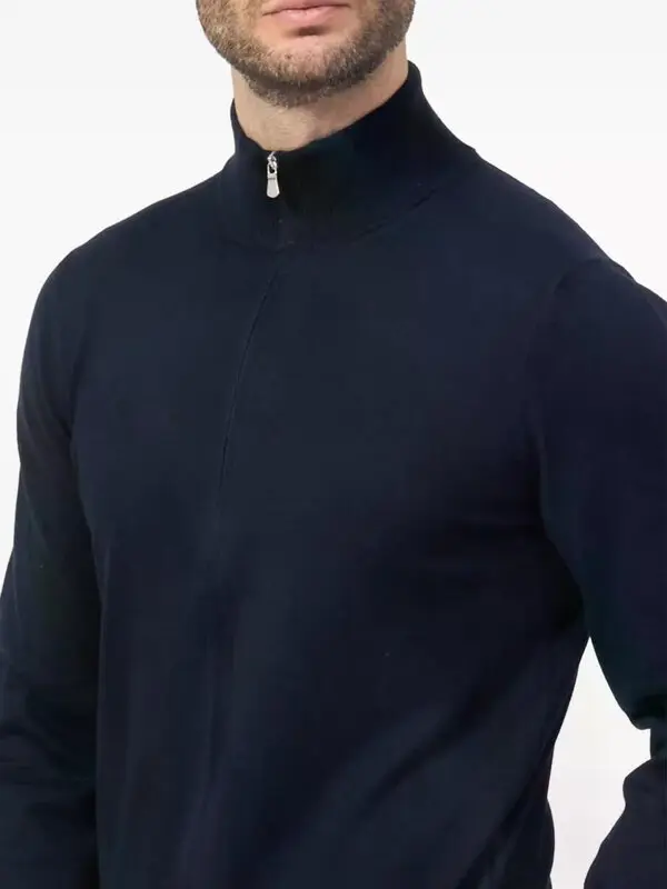 GRAN SASSO High-neck Zip-up Cardigan - Blue