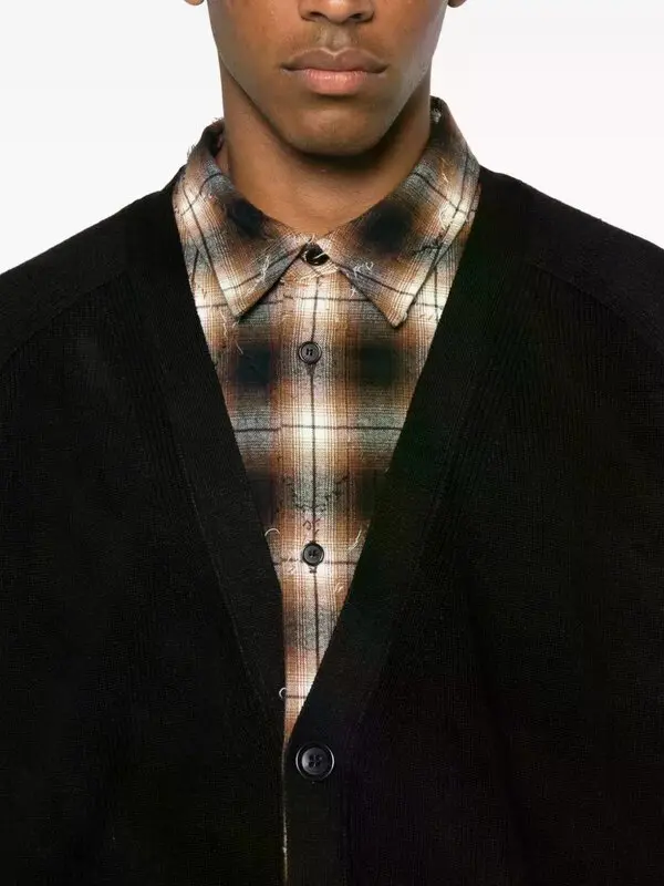 JUUN.J Plaid-layered Cardigan