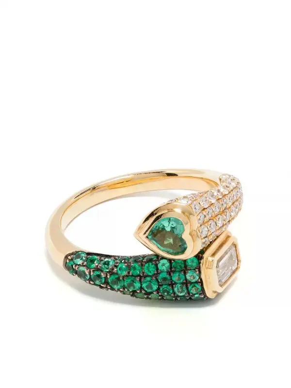 Shay 18k Yellow Diamond And Emerald Pinky Ring - Gold