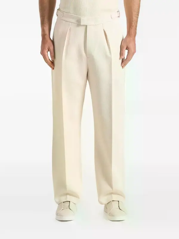 Manière De Voir Twill Pleated Tailored Trousers - Neutrals