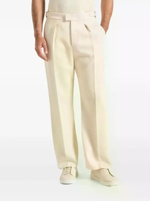 Manière De Voir Twill Pleated Tailored Trousers - Neutrals