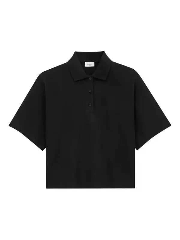 Saint Laurent Cassandre-embroidered Polo Shirt - Black