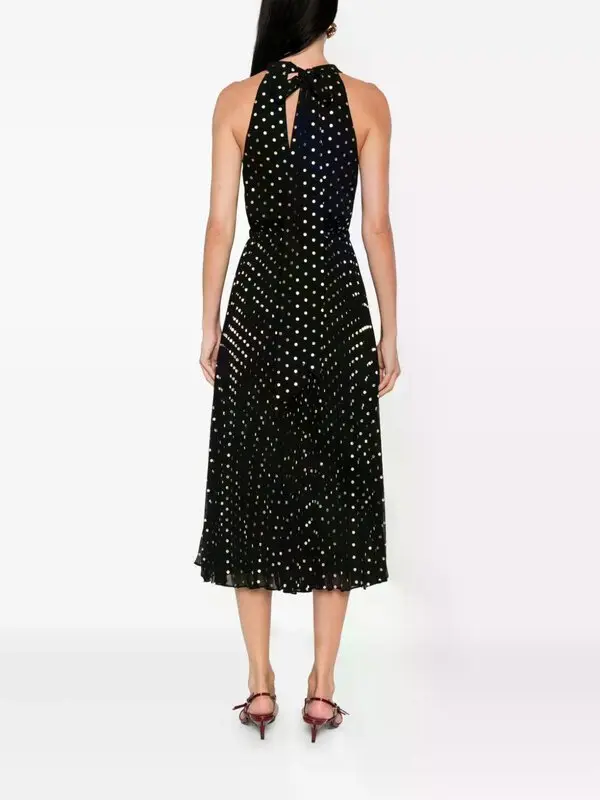 NISSA Halterneck Pleated Midi Dress - Black