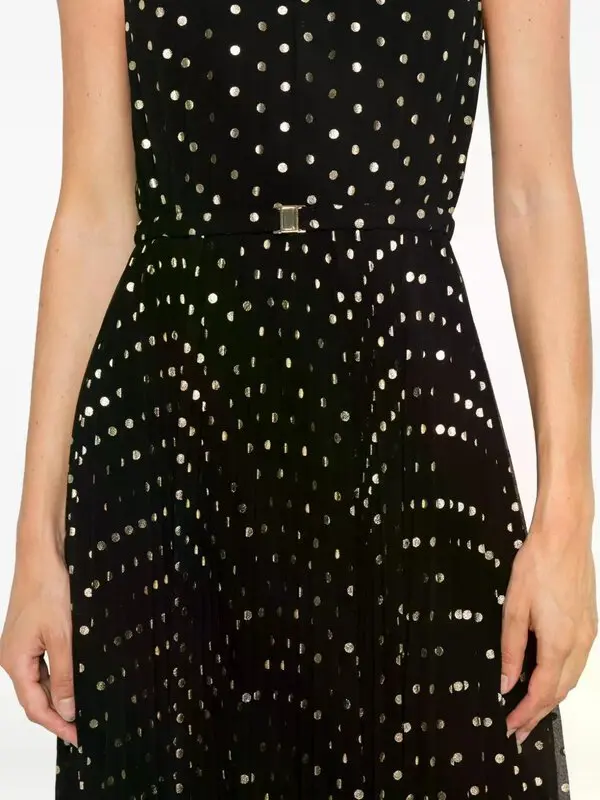 NISSA Halterneck Pleated Midi Dress - Black