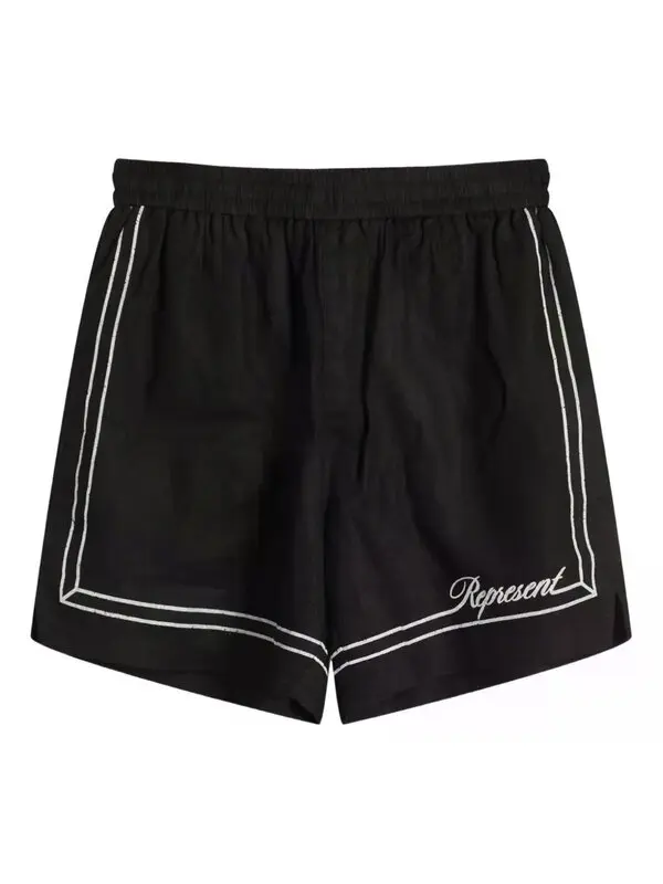 REPRESENT Border Detail Shorts - Black