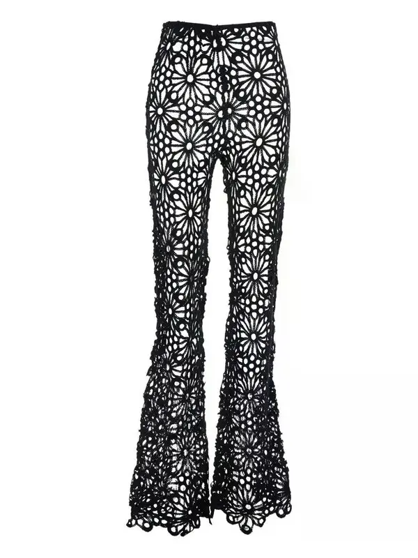 Norma Kamali Flower Crochet Trousers