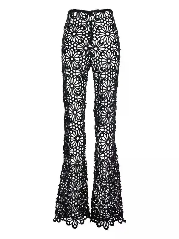 Norma Kamali Flower Crochet Trousers