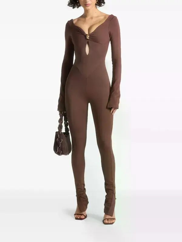 Manière De Voir Twisted Bust Off-shoulder Jumpsuit - Brown