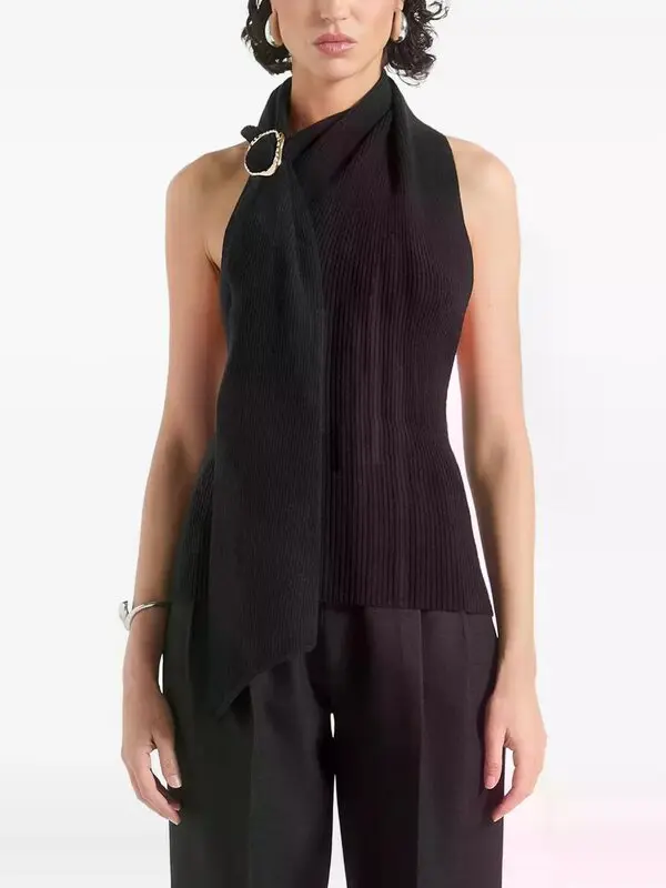 Manière De Voir Elodie Knitted Halterneck Top - Black