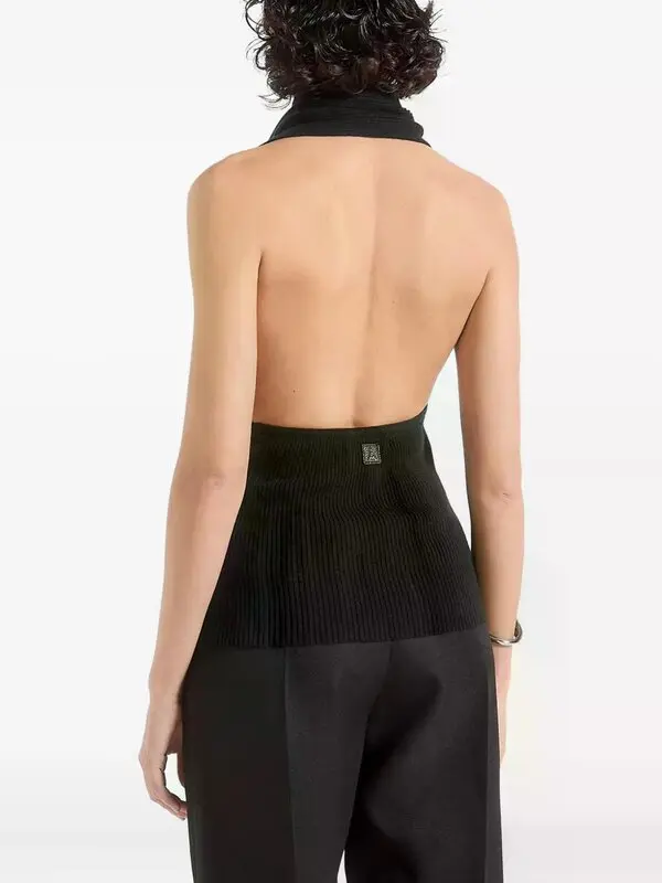 Manière De Voir Elodie Knitted Halterneck Top - Black