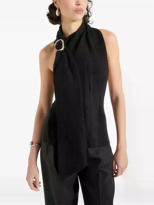 Manière De Voir Elodie Knitted Halterneck Top - Black