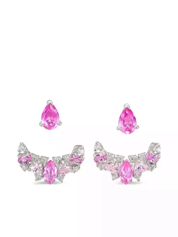ANABELA CHAN 18kt White Gold Twinkle Ear Jackets Sapphire And Diamond Earrings - Silver