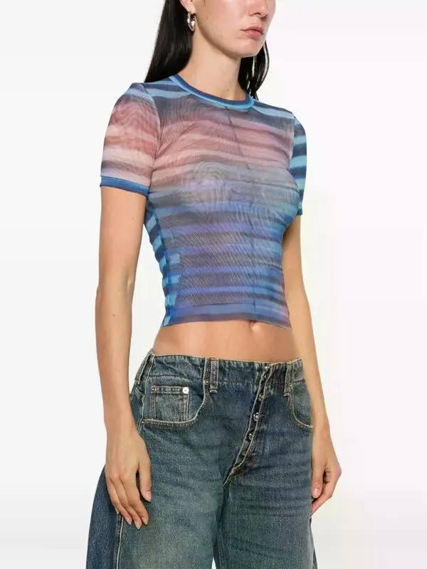 JEAN PAUL GAULTIER Striped Mesh Top