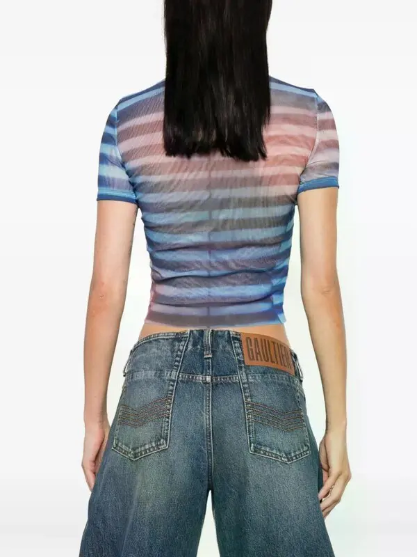 JEAN PAUL GAULTIER Striped Mesh Top