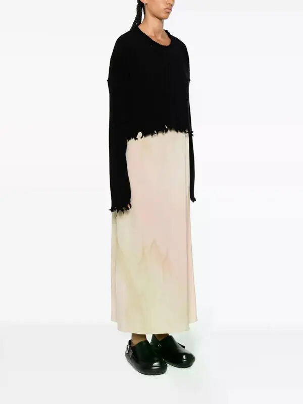 UMA WANG Distressed Ribbed-knit Cropped Sweater