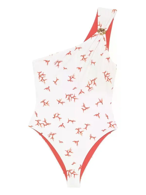 Fendi One-shoulder Printed Swimsuit