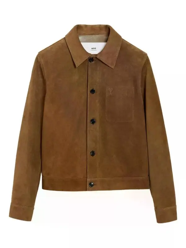 AMI Paris Suede De Coeur Jacket - Brown