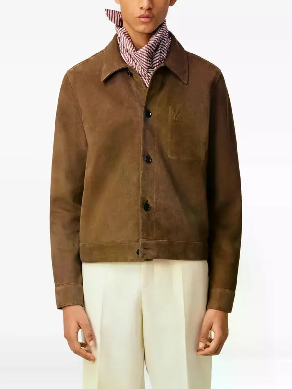 AMI Paris Suede De Coeur Jacket - Brown