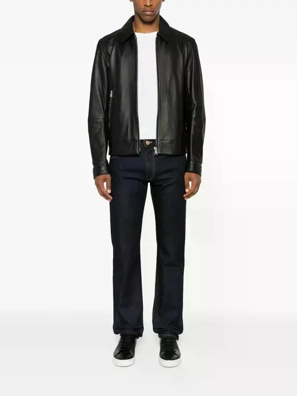 BOSS Regular-fit Leather Jacket With Zip Closure - Black