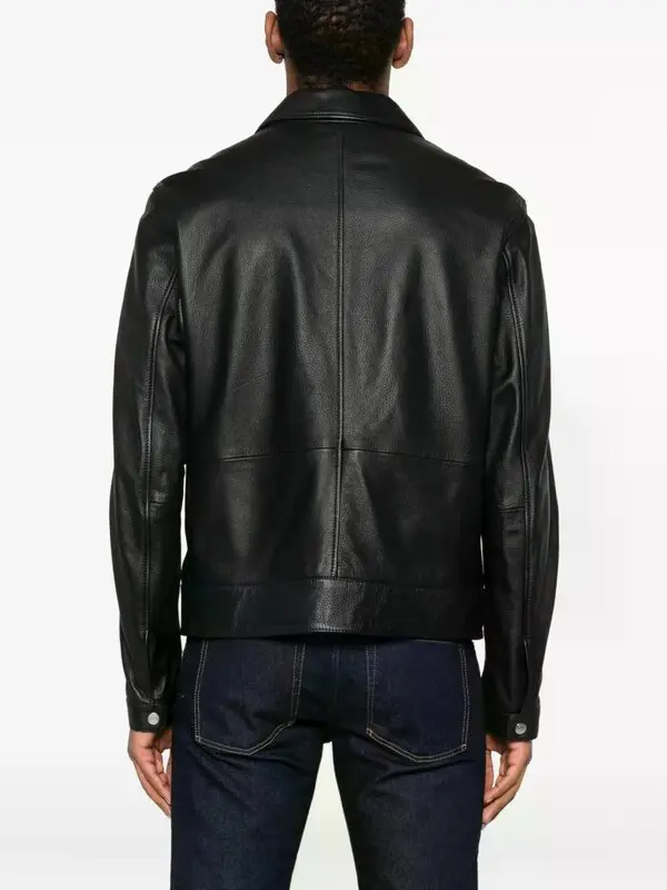 BOSS Regular-fit Leather Jacket With Zip Closure - Black