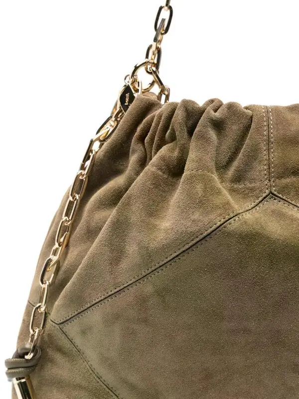 Ba&sh Calf Suede Chain Shoulder Bag - Green