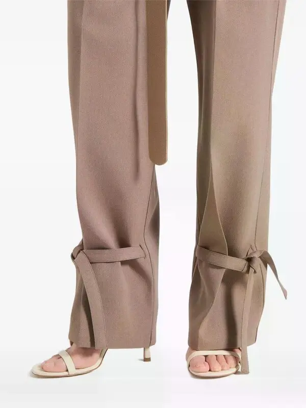 Manière De Voir Oversized Belted Ankle-tie Tailored Trousers - Neutrals